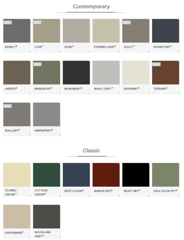 Colorbond Colours | Brisbane Roof Restorations